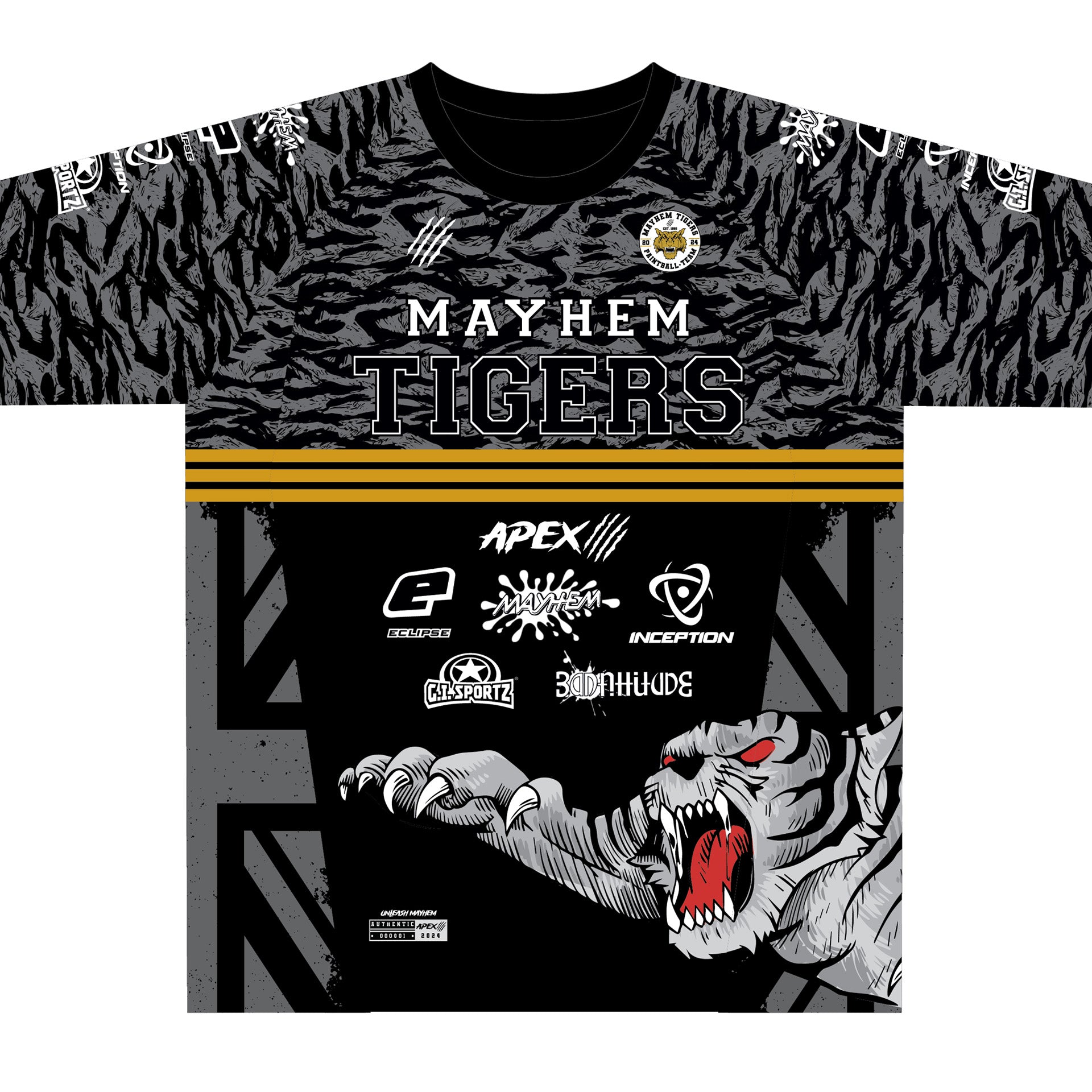 MAYHEM TIGERS 2024 BLACK TEAM JERSEY - UK EDITION – Mayhem Tigers